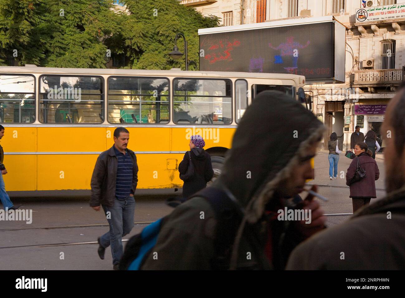 Tunisia: City of Tunis. Bus, in Place de Barcelone Stock Photo - Alamy
