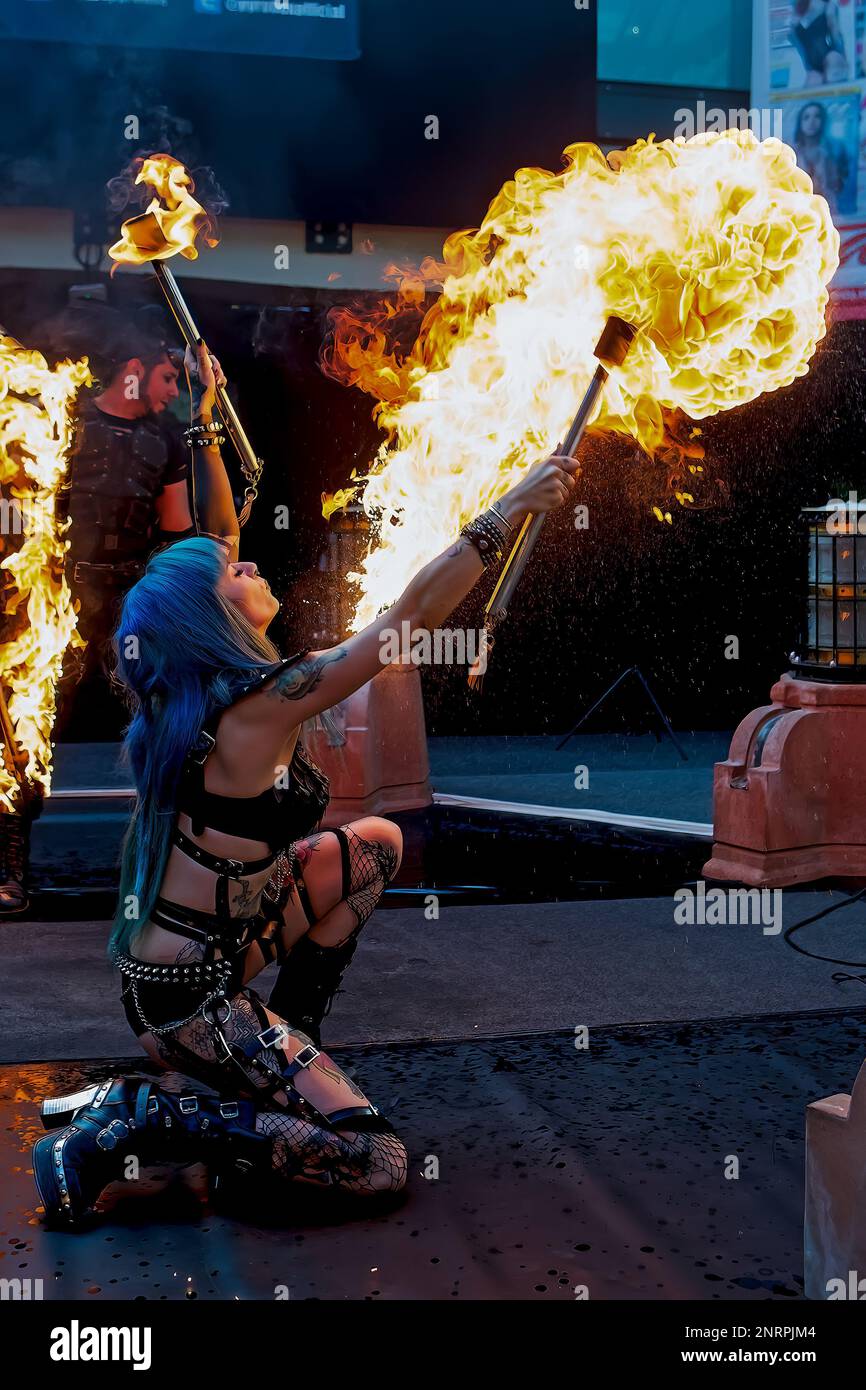 Rebecca Crow on the Pyrohex Stage. Performing at The 12th International ...