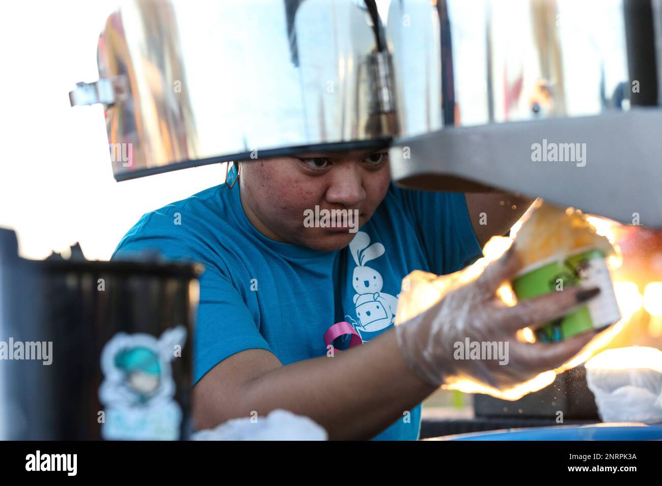 October 26, 2019: Elyssa David, master snow shaver for Fluff Ice LV ...