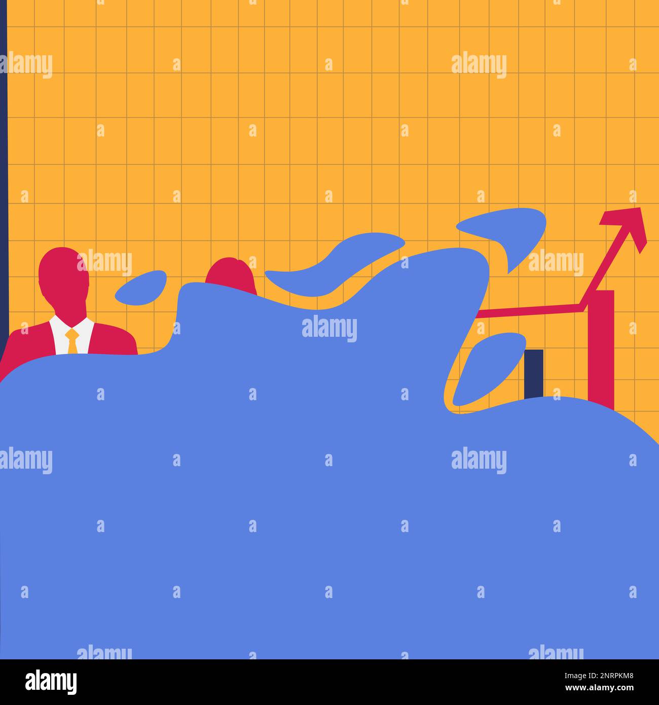 Businessman and Businesswoman standing near Graph Which Points On Arrow ...