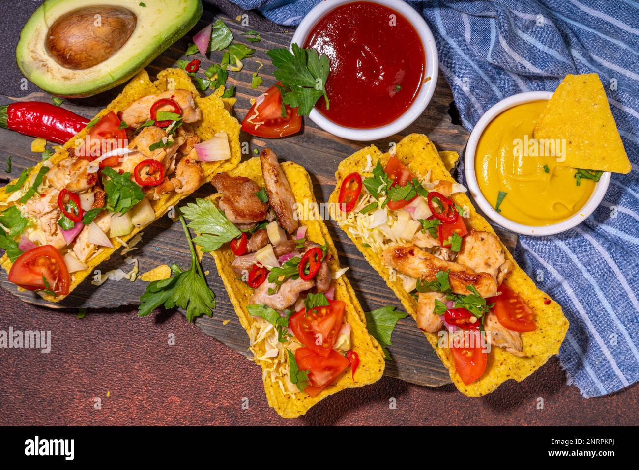 Traditional Mexican street food, fast food background, corn Taco ...