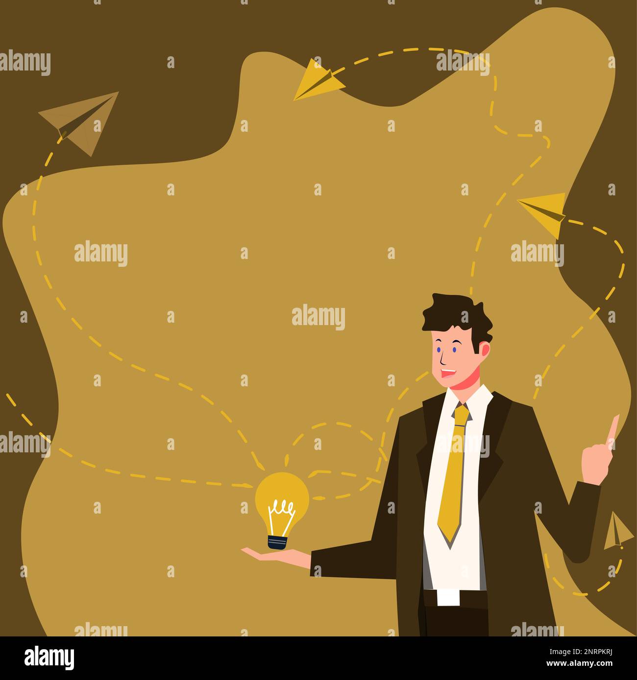 Bussinesman In Suit Standing Holding Buib And Displaying Holographic ...