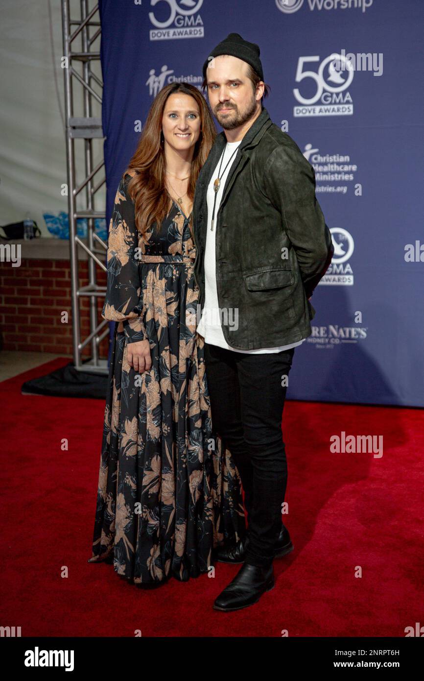 NASHVILLE, TN - OCTOBER 15: David Leonard and guest on the red carpet for the 50th Annual GMA ...