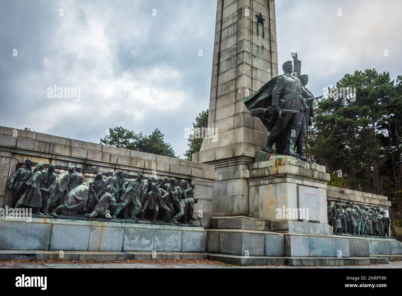 Soviet army monument for WWII in Sofia at autumn evening, Bulgaria ...