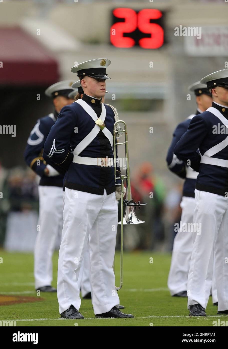 BLACKSBURG, VA - OCTOBER 12: Virginia Tech cadet corps marching band ...