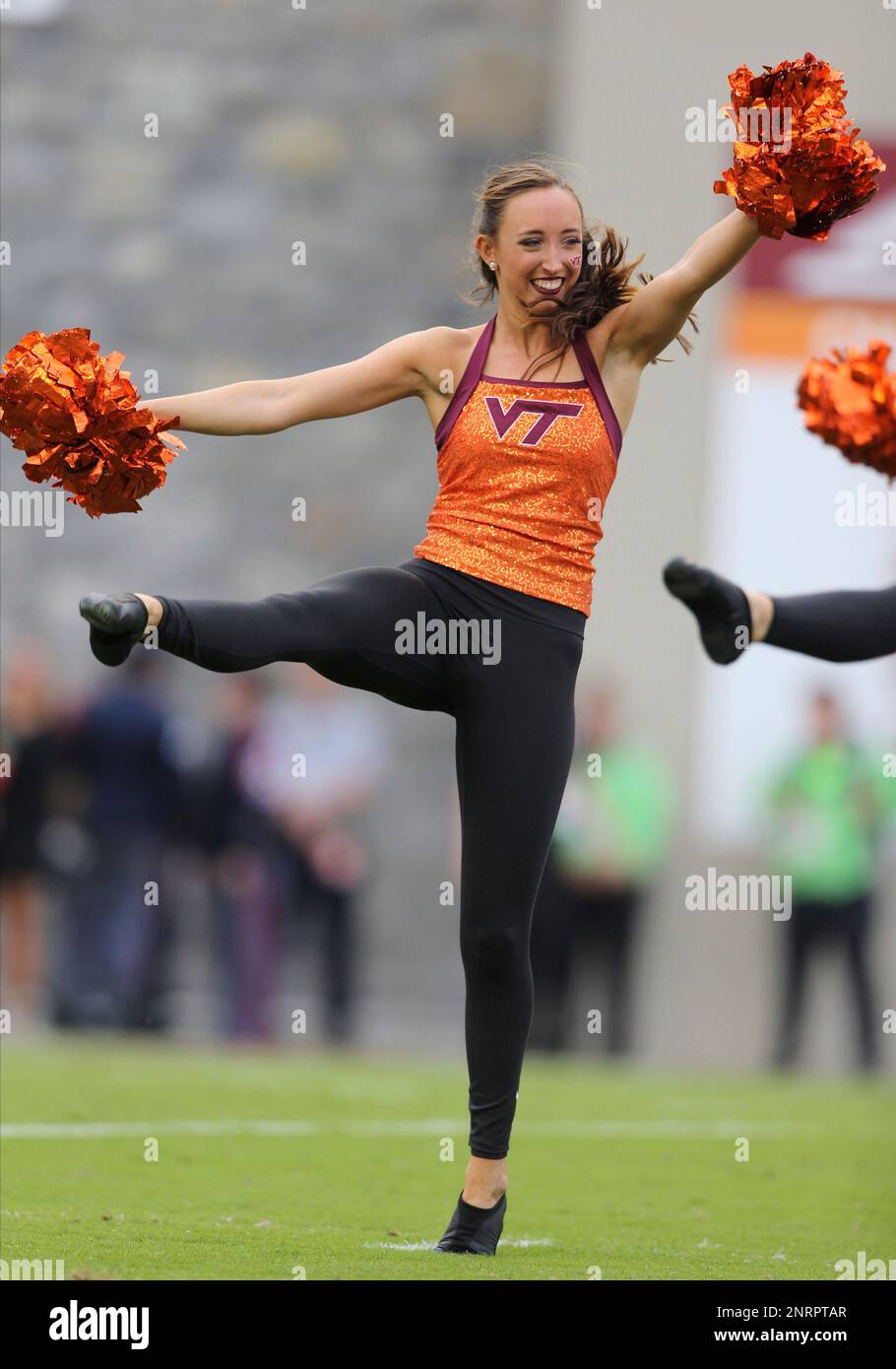 BLACKSBURG, VA - OCTOBER 12: Virginia Tech cheerleader during the game ...