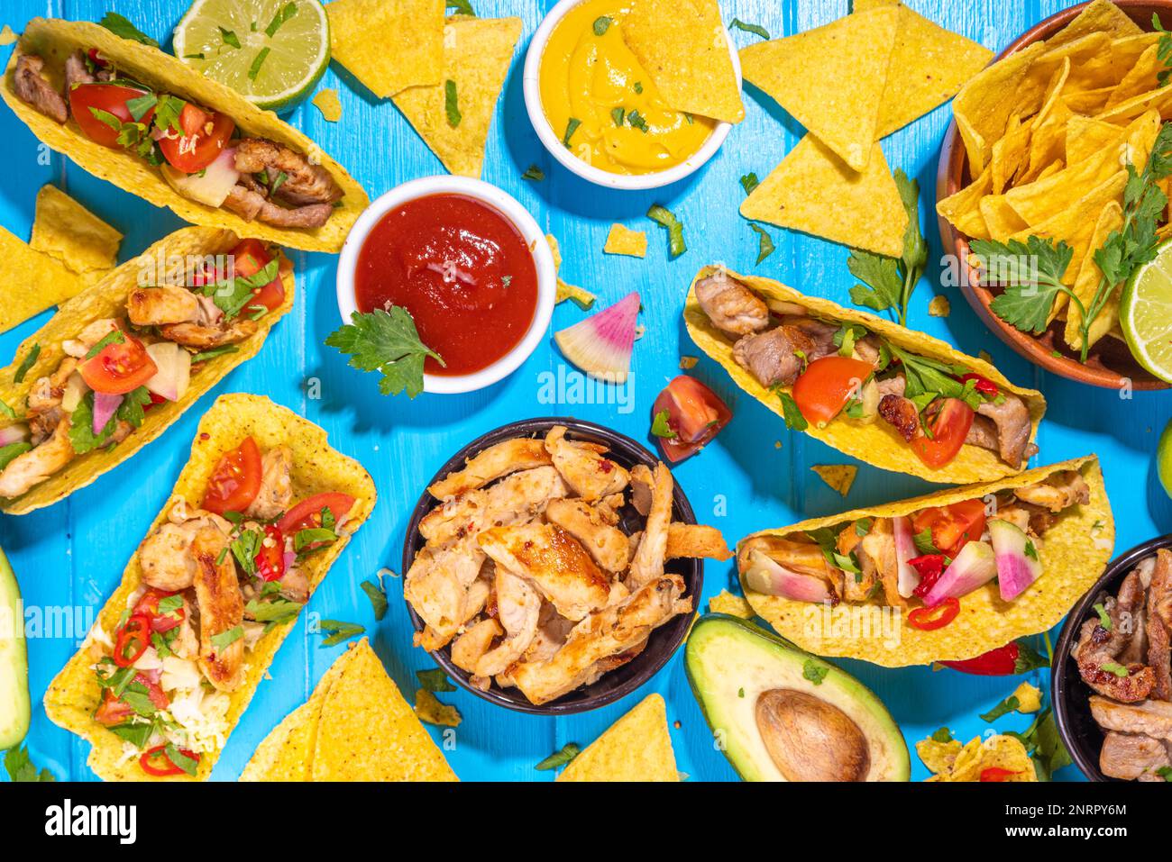 Traditional Mexican street food, fast food background, corn Taco ...
