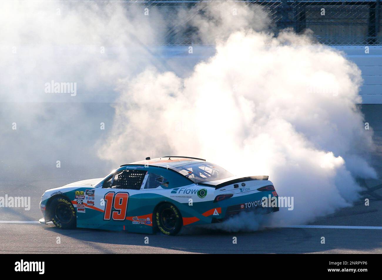 #19: Brandon Jones, Joe Gibbs Racing, Toyota Supra Flow celebrates his ...