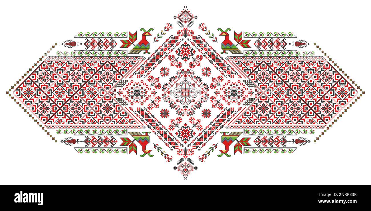 Traditional Romanian embroidery vector design elment over white ...