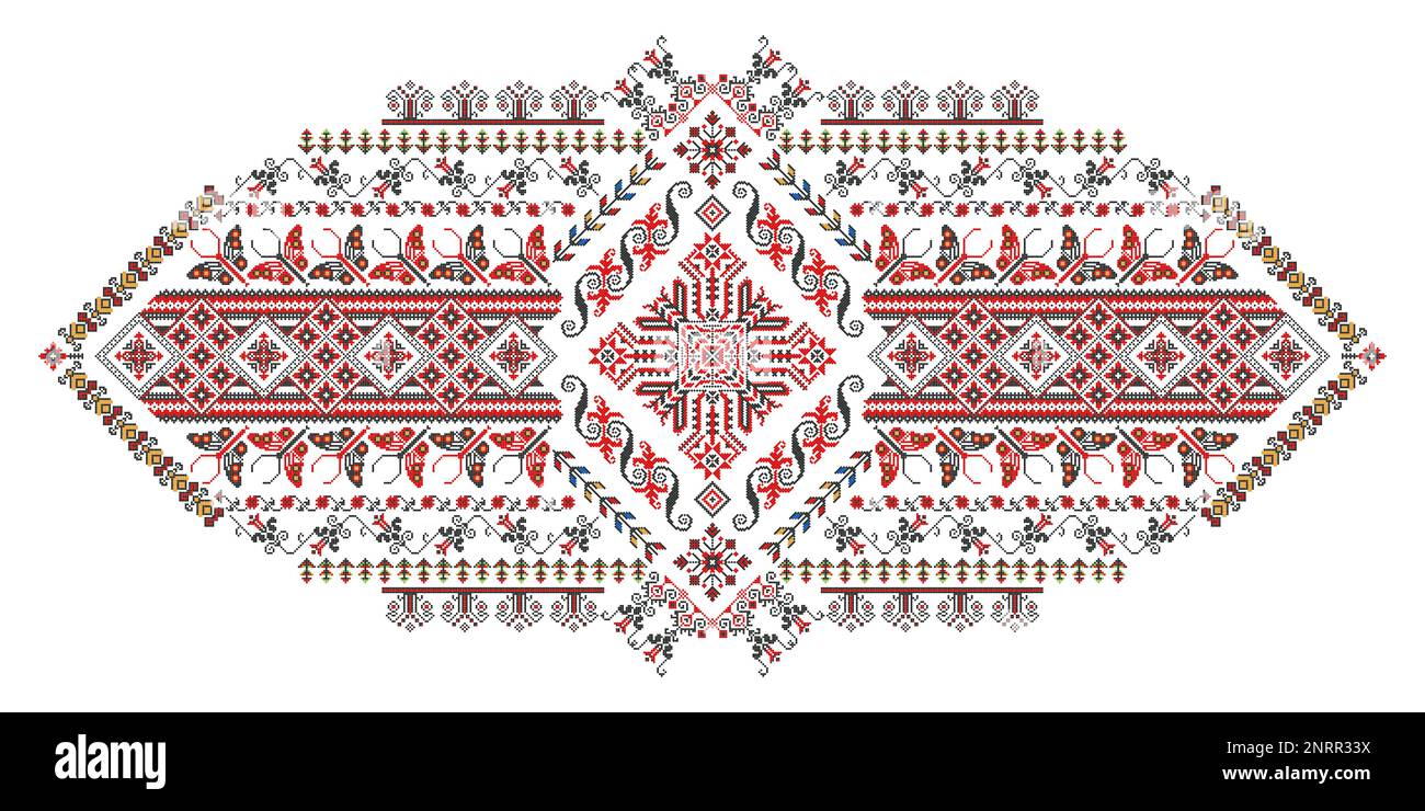 Traditional Romanian embroidery vector design elment over white ...