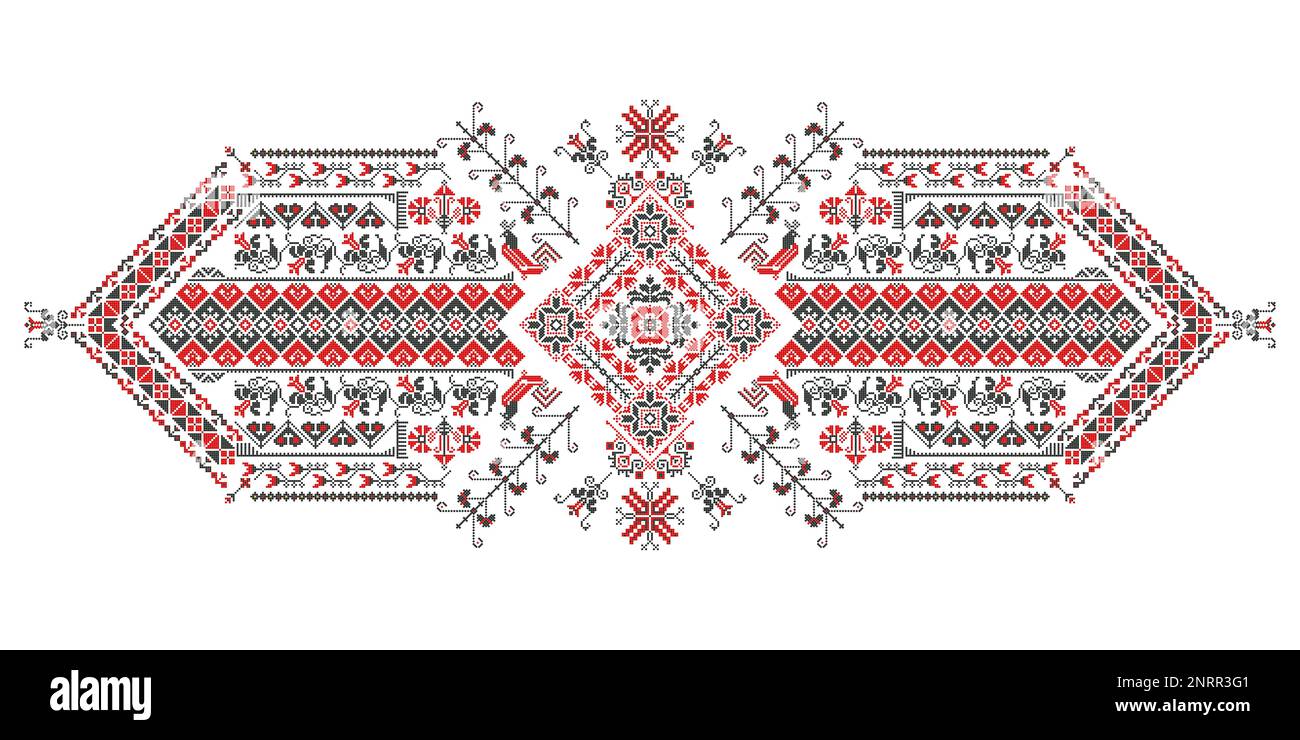Traditional Romanian embroidery vector design elment over white ...