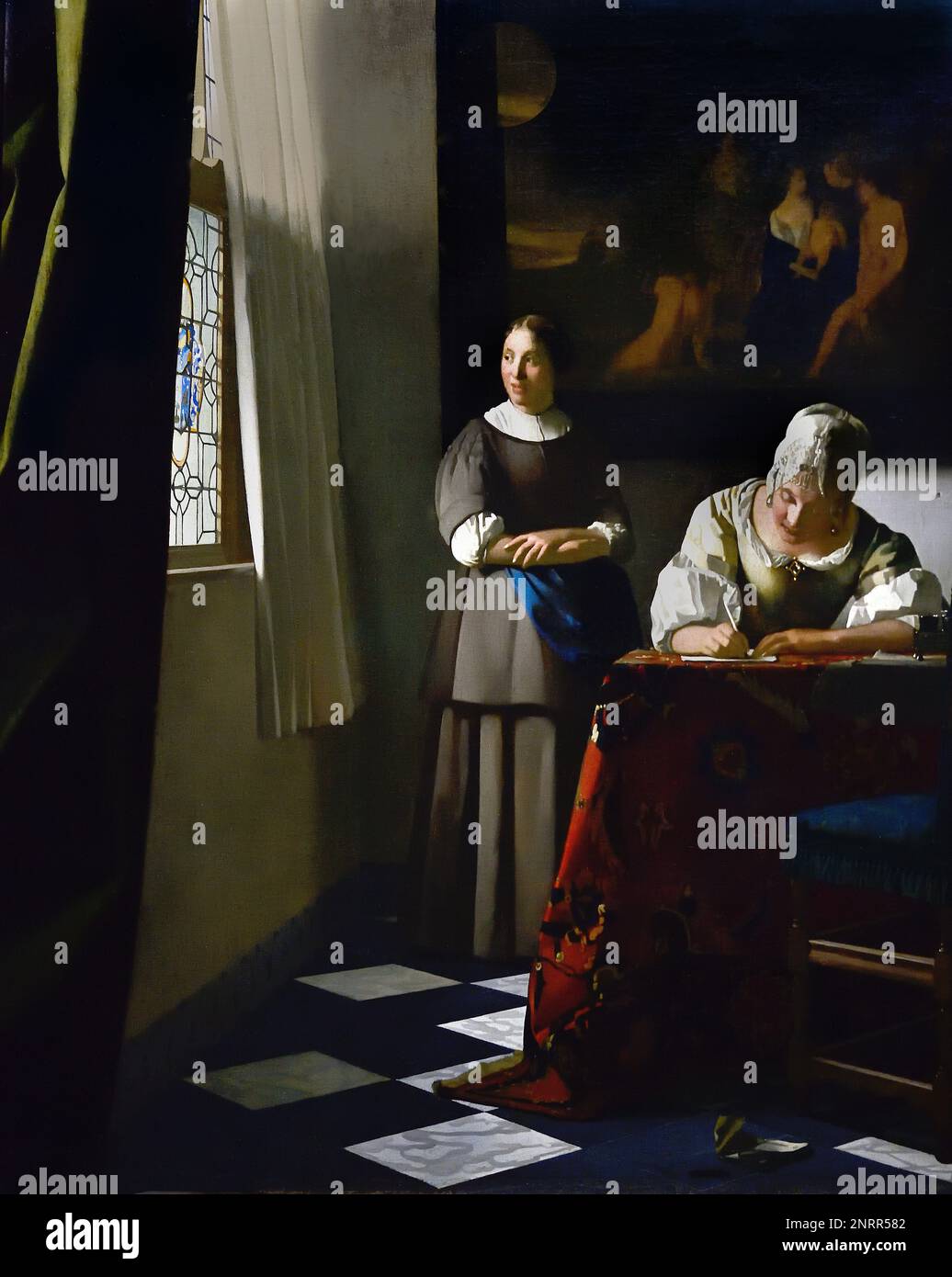 Woman writing a Letter with her maid, by Johannes Vermeer or Jan ...