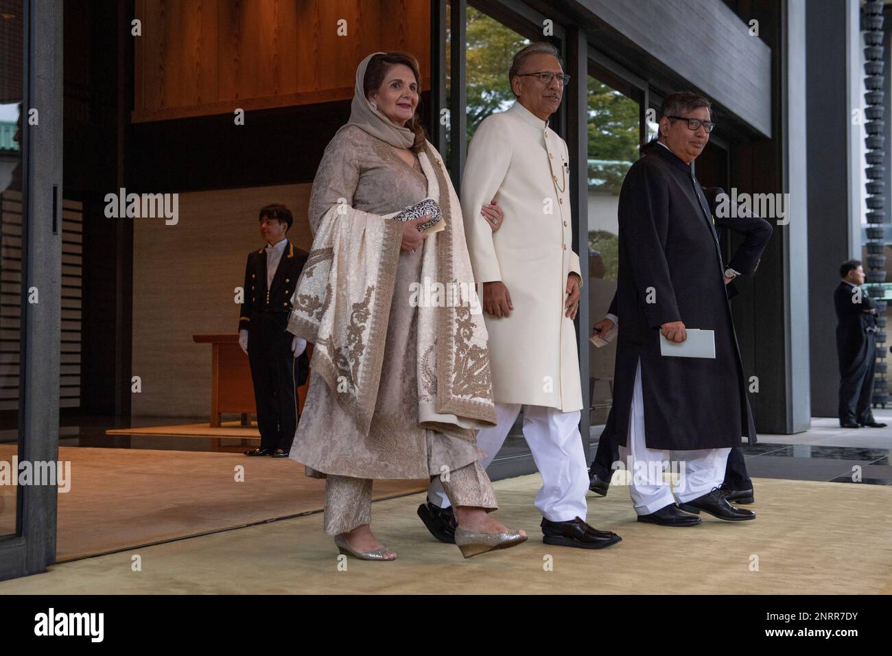 President of Pakistan Arif Alvi and his wife Samina Alvi leave after ...