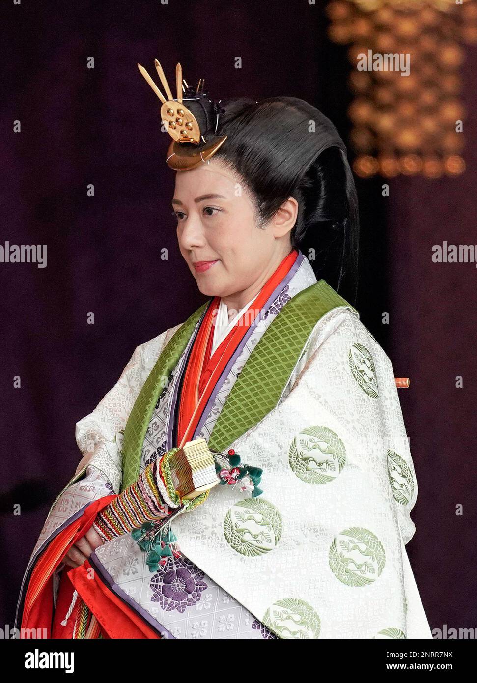Japanese Empress Masako leaves the ceremony hall after Emperor Naruhito ...
