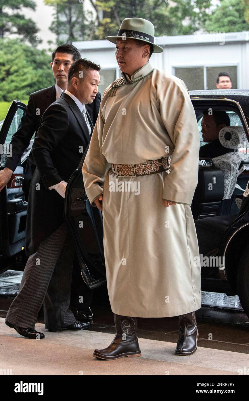 President Khaltmaagiin Battulga of Mongolia arrives to attend the ...