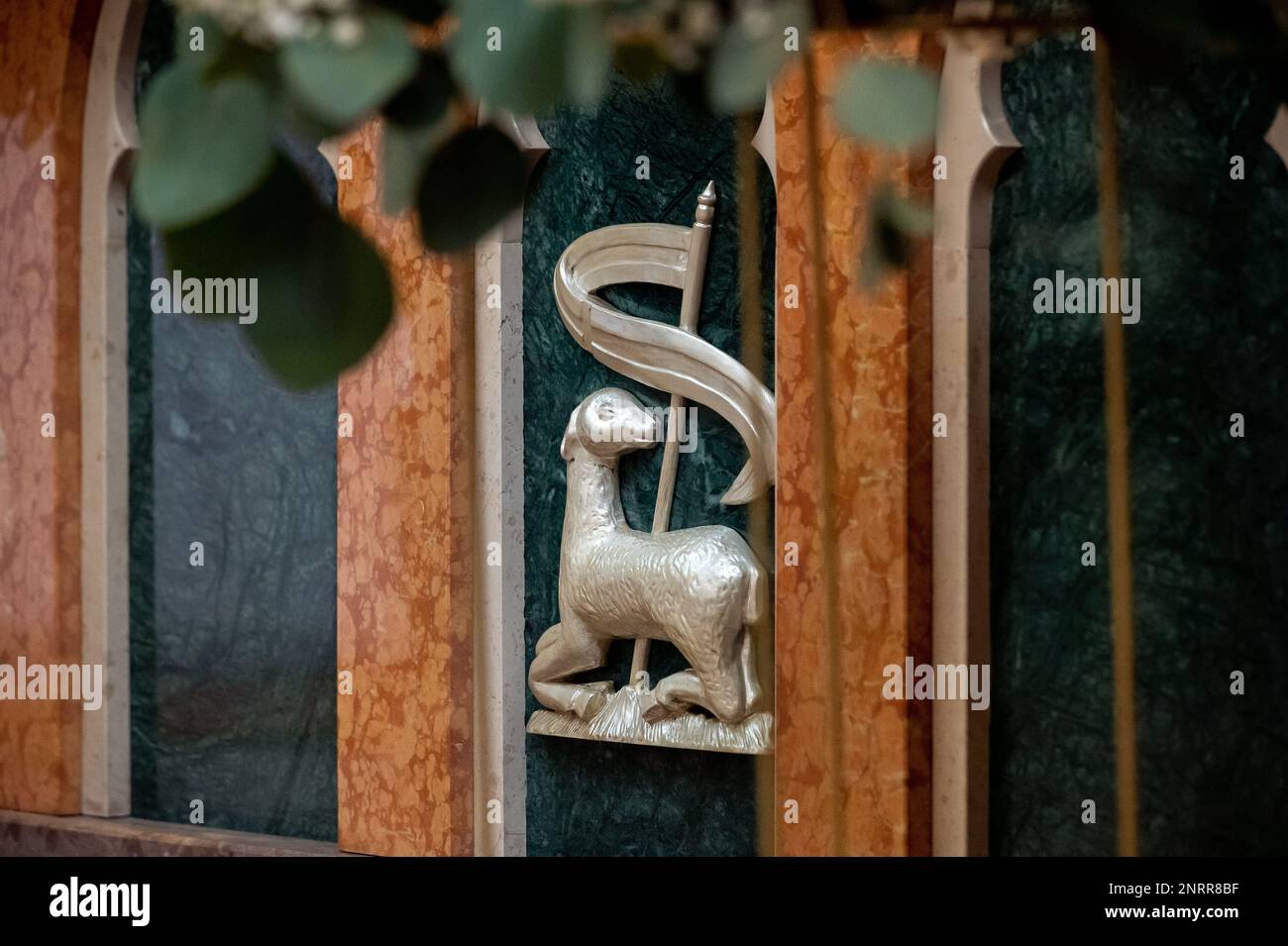 paschal lamb, relief on the rostrum lectern Stock Photo - Alamy