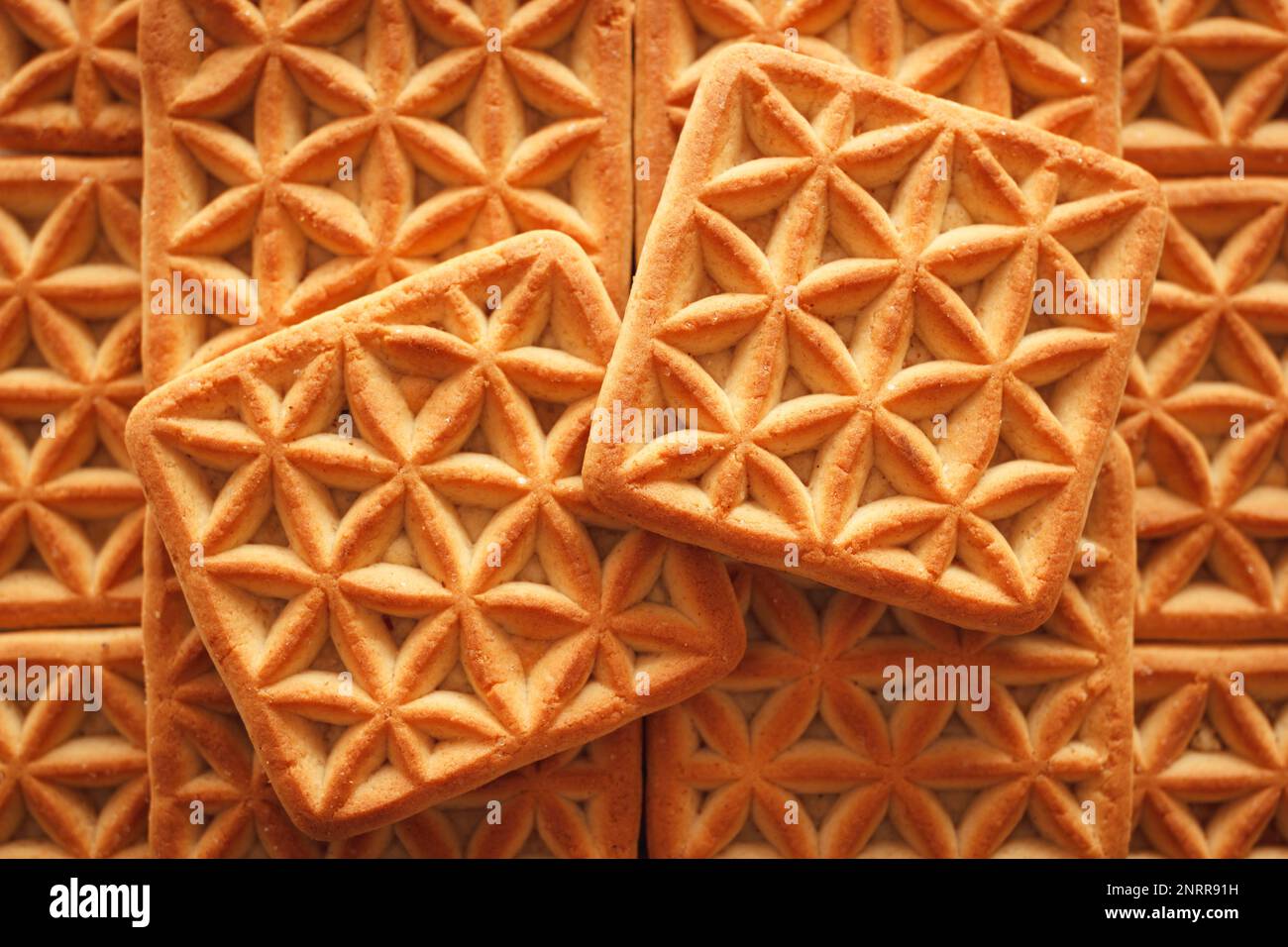 Shortbread Cookies With Grid Pattern And View From Above Stock Photo ...