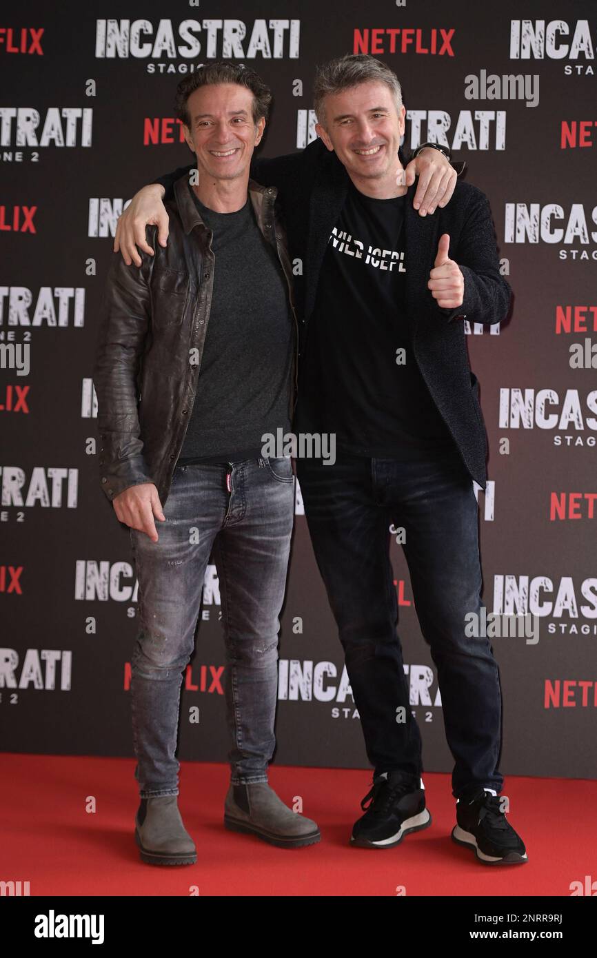 Salvatore Ficarra (L) and Valentino Picone (R) attend the photocall of ...