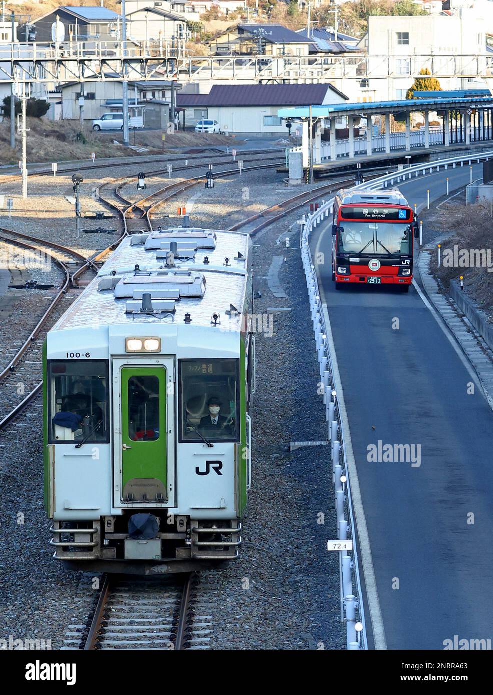 JR East operates Bus Rapid Transit (R) on the JR Kesennuma line ...