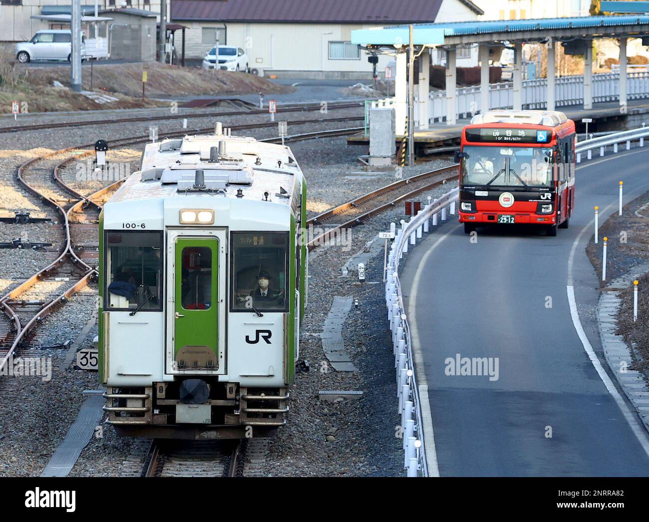 JR East operates Bus Rapid Transit (R) on the JR Kesennuma line ...