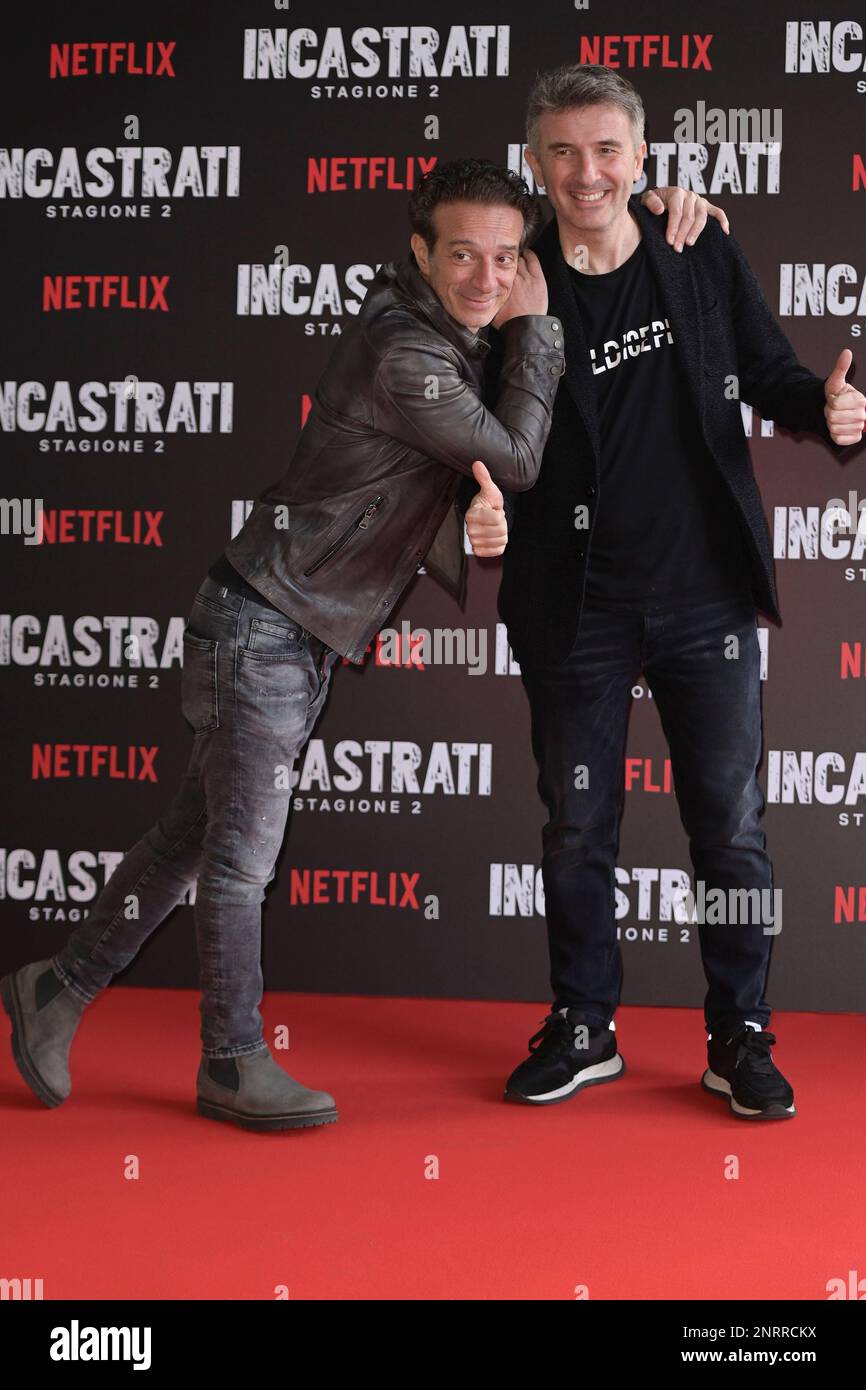 Salvatore Ficarra (L) and Valentino Picone (R) attend the photocall of ...