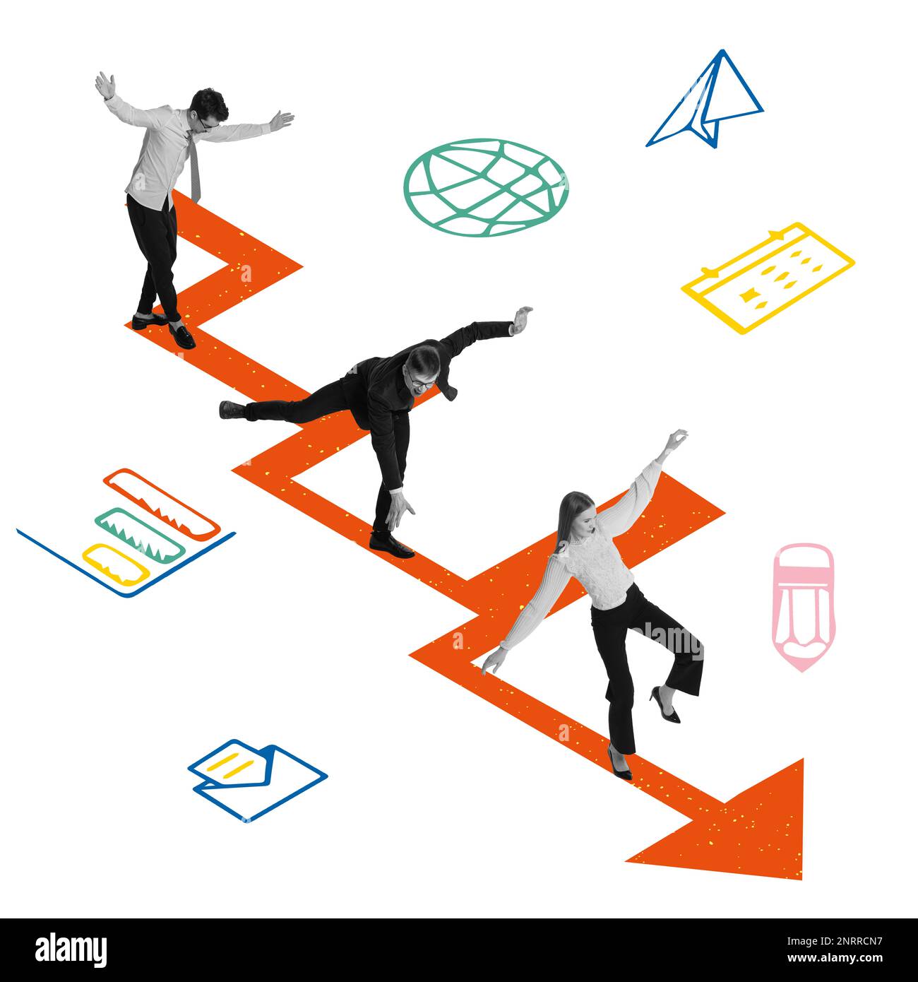 Creative design. Office workers, employees, managers during work day ...