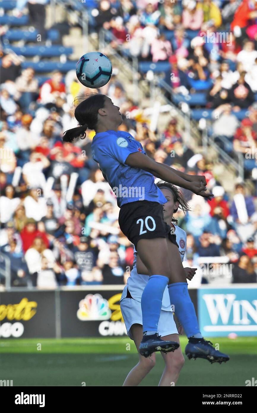 October 20, 2019:Chicago Red Stars forward Sam Kerr (20) goes up for a ...
