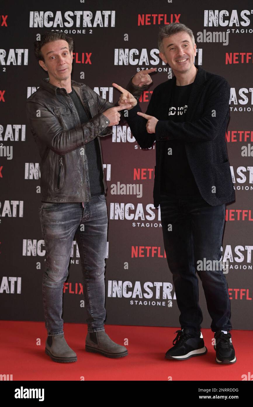 Salvatore Ficarra (L) and Valentino Picone (R) attend the photocall of ...