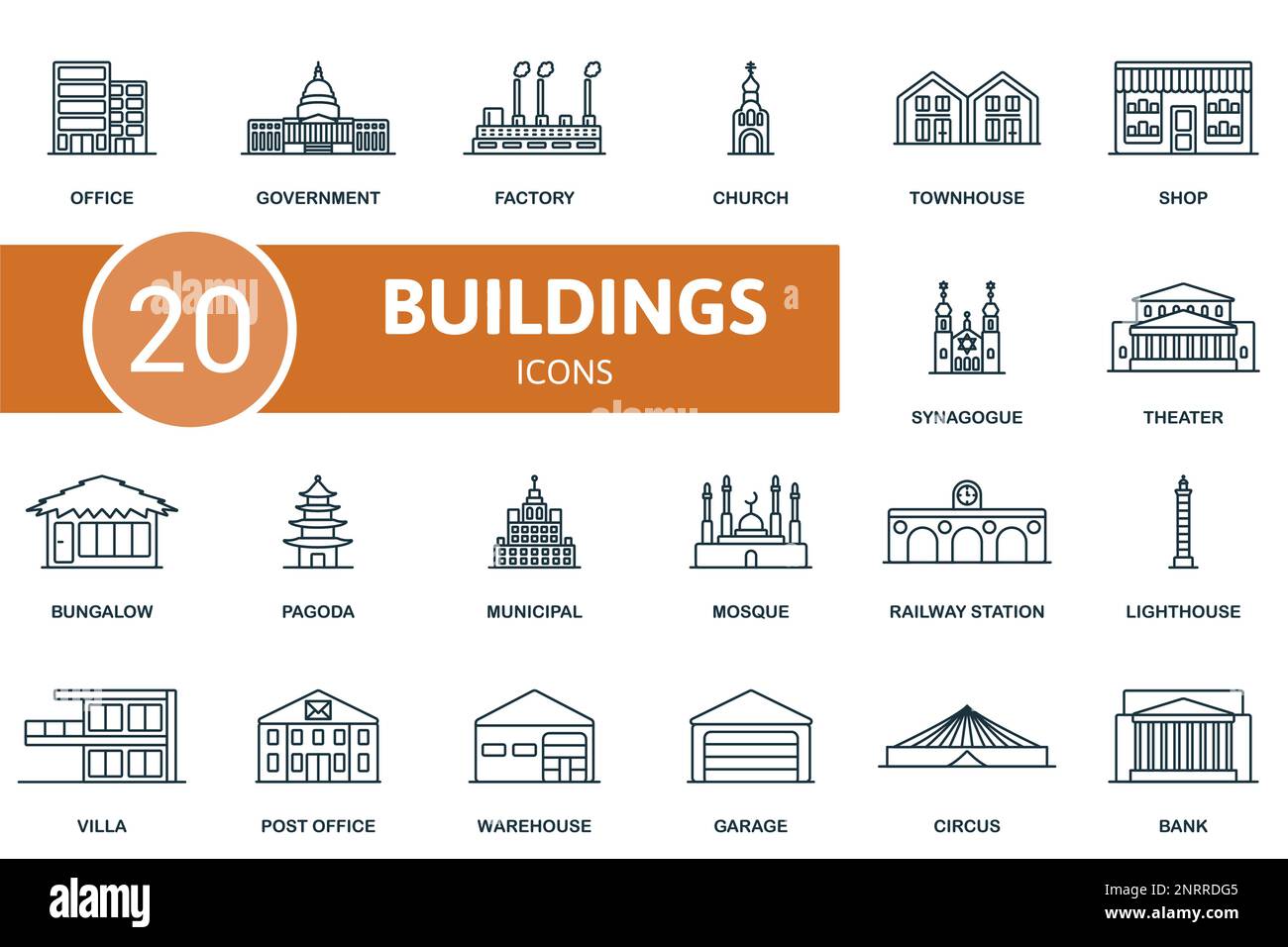 Buildings icon outline set. Line Buildings icon collection. Office ... Buildings icon outline set. Line Buildings icon collection. Office ...