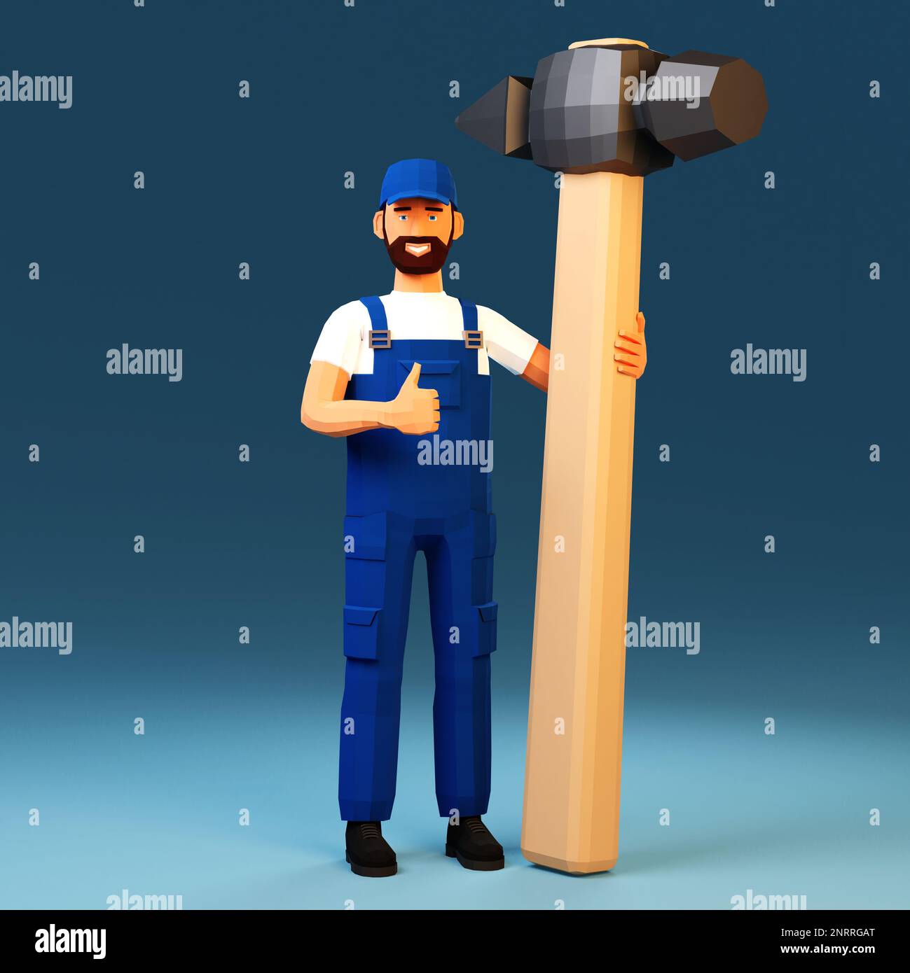 Cartoon carpenter construction guy hammer hi-res stock photography and images - Alamy