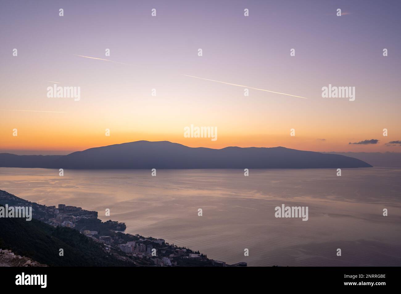 Attractive spring cityscape of Vlore city from Kanines fortress ...
