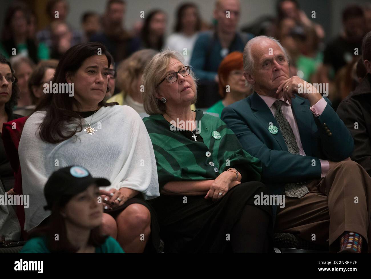 Green Party Leader Elizabeth May sits with independent candidate for ...
