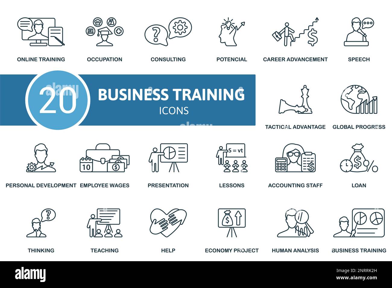 Business Training icon outline set. Line Business Training icon ...