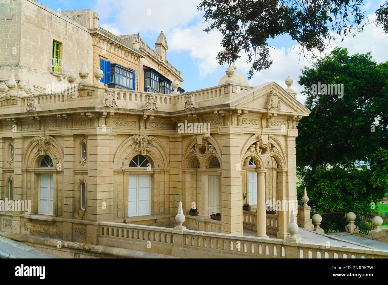 Building of former Casino Notabile in Mdina, Malta. Maltese traditional ...