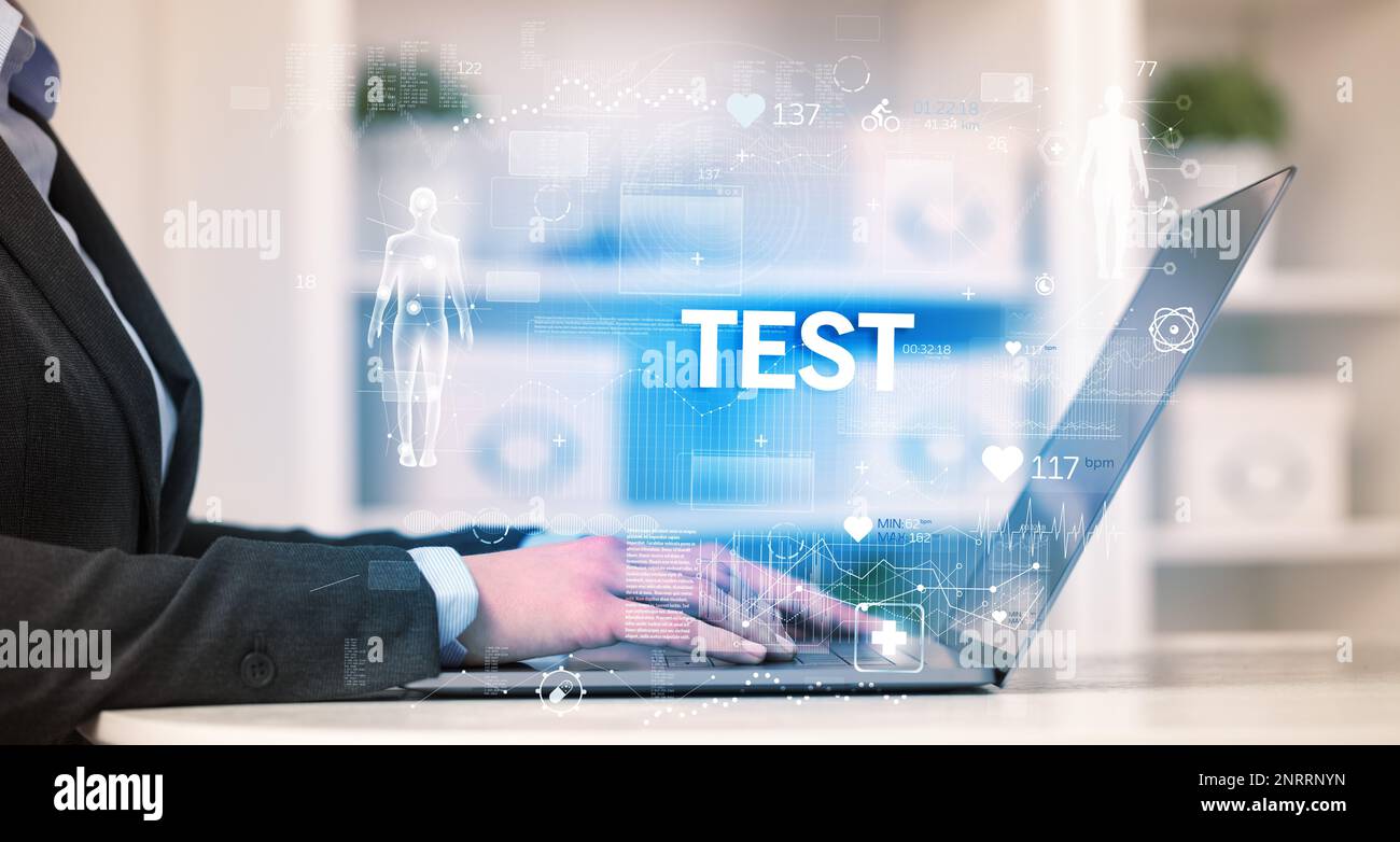 Doctor working a health check Stock Photo - Alamy