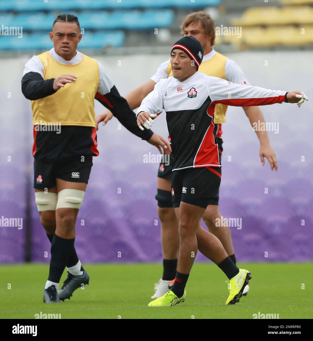 Members of the Japanese national rugby team practice prior to the Rugby ...