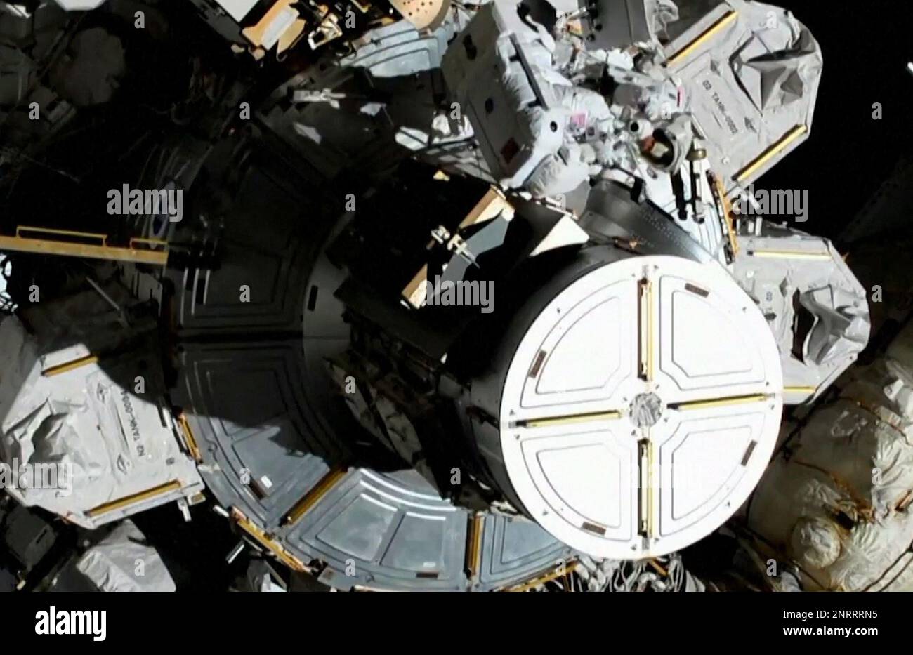 In this image taken from video provided by NASA, astronauts Christina ...