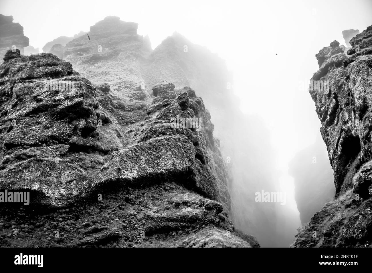 Rocks and fog at Raudfeldsgja Gorge on Snaefellsnes Peninsula in ...