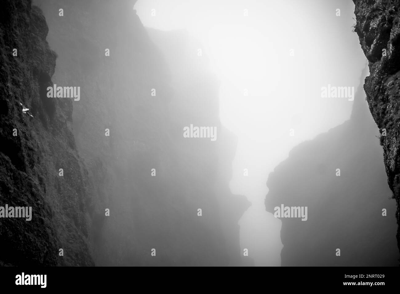Rocks and fog at Raudfeldsgja Gorge on Snaefellsnes Peninsula in ...