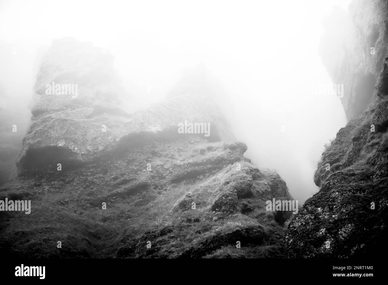 Rocks and fog at Raudfeldsgja Gorge on Snaefellsnes Peninsula in ...