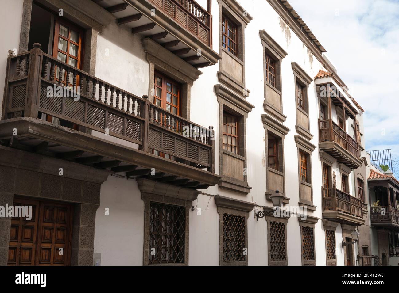 Typical colonial buildings with wooden balconies Stock Photo - Alamy