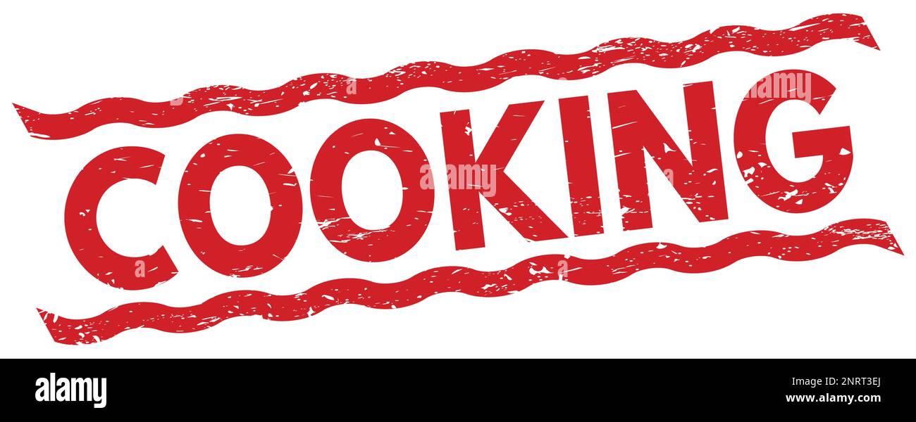 COOKING text written on red lines stamp sign Stock Photo - Alamy