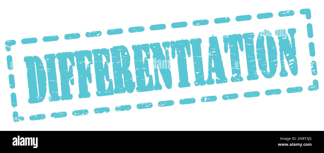 DIFFERENTIATION text written on blue dash stamp sign Stock Photo - Alamy