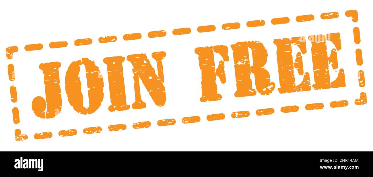 JOIN FREE text written on orange dash stamp sign Stock Photo - Alamy