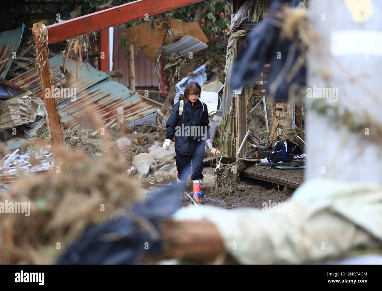 A photo shows a residential area where was flooded as the banks of ...