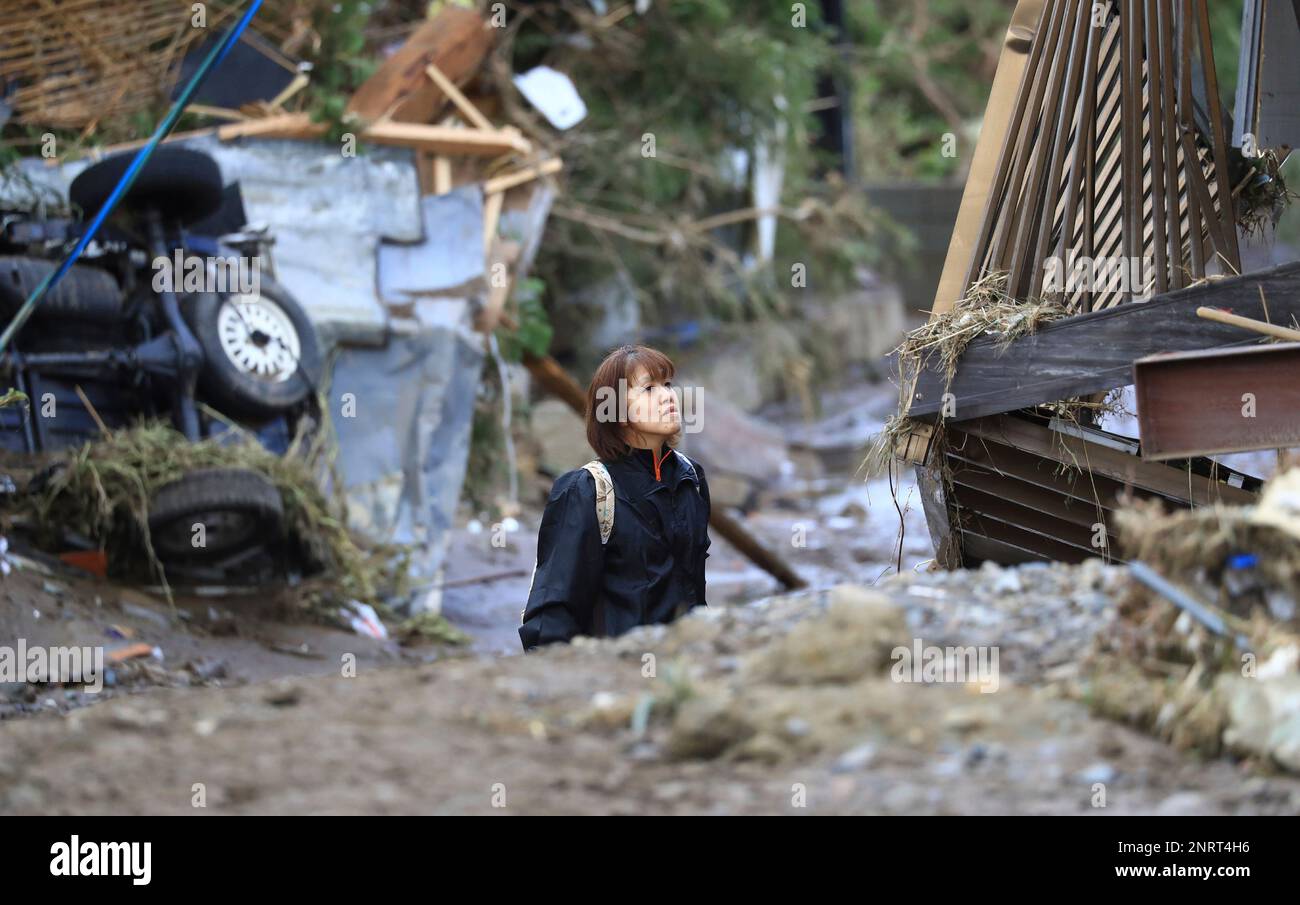 A photo shows a residential area where was flooded as the banks of ...