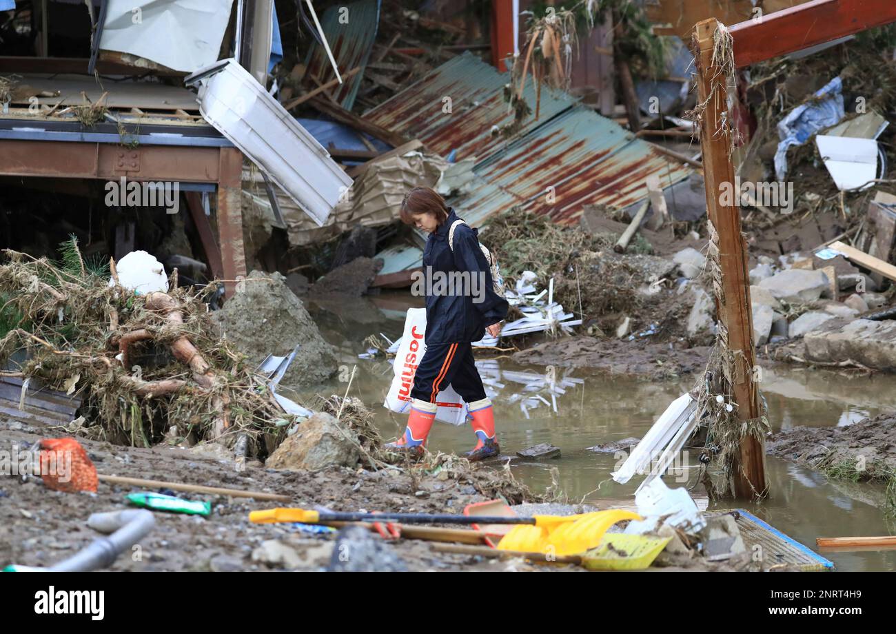 A photo shows a residential area where was flooded as the banks of ...