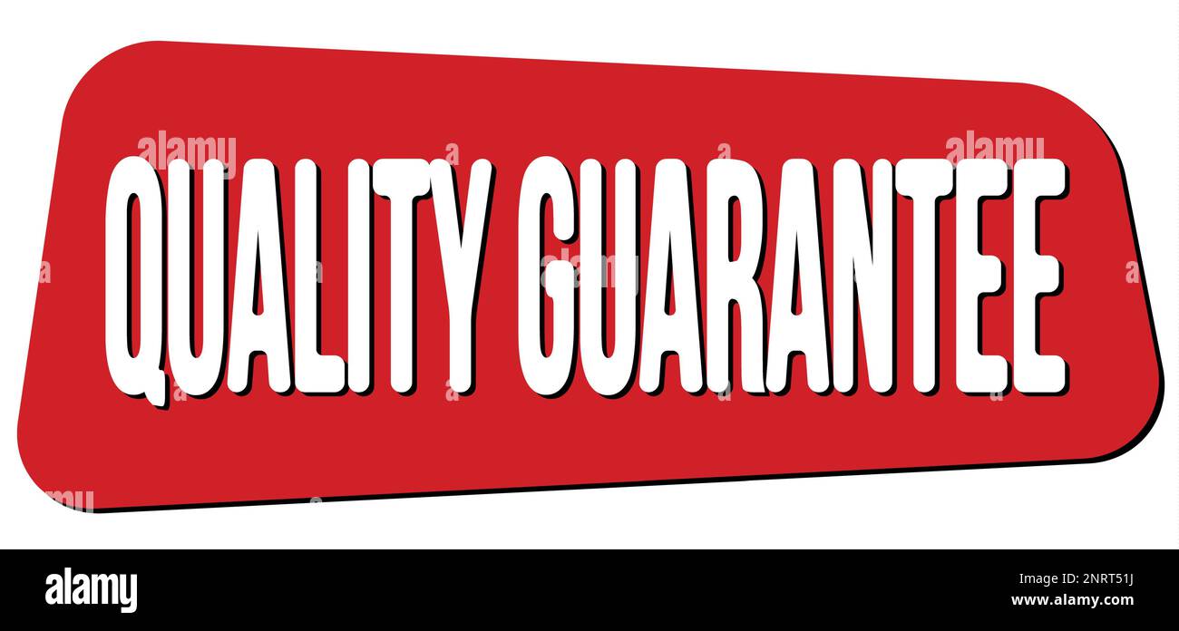 QUALITY GUARANTEE text written on red trapeze stamp sign Stock Photo ...