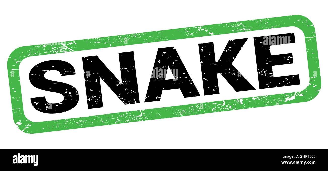 SNAKE text written on green-black rectangle stamp sign Stock Photo - Alamy