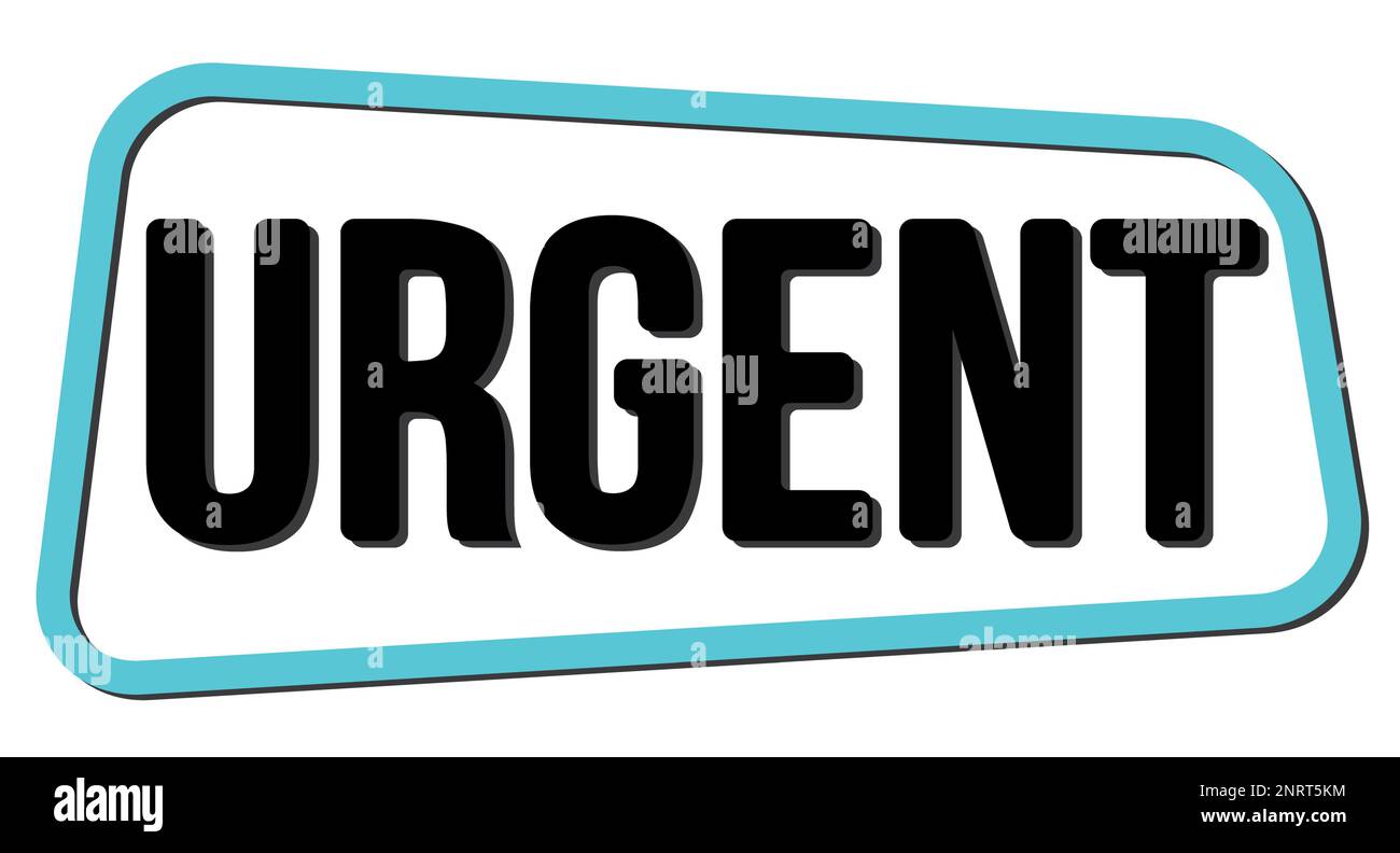 URGENT text written on blue-black trapeze stamp sign Stock Photo - Alamy